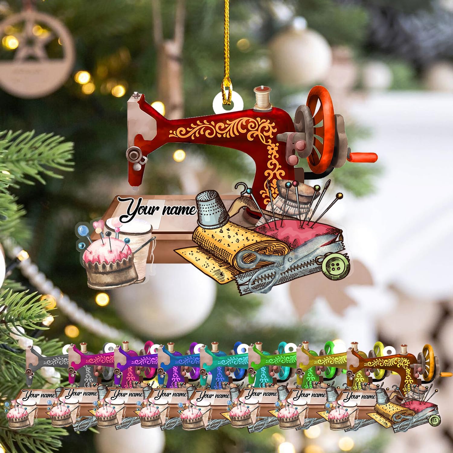 Amazon.com: MoonArt Personalized Sewing Machine Ornament, Custom Sewing ...