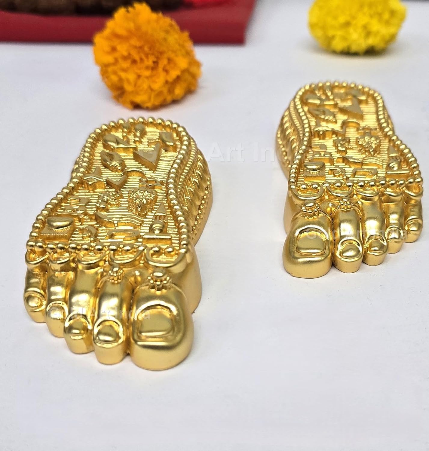 Buy Gold Art India Shri Laxmi Charan Paduka Gold Plated Matte | Bhagyam ...