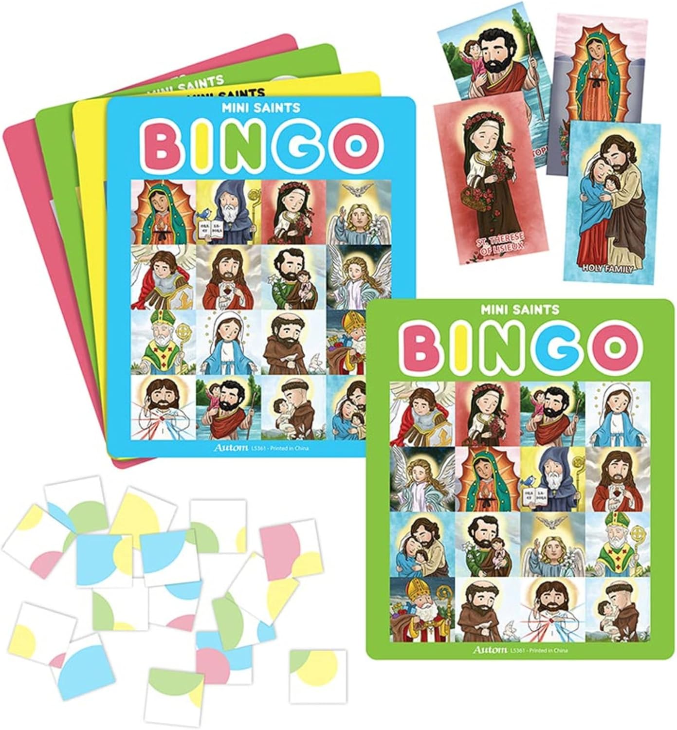 Amazon.com: Needzo Mini Saints Bingo Game Set, Sunday School Learning ...