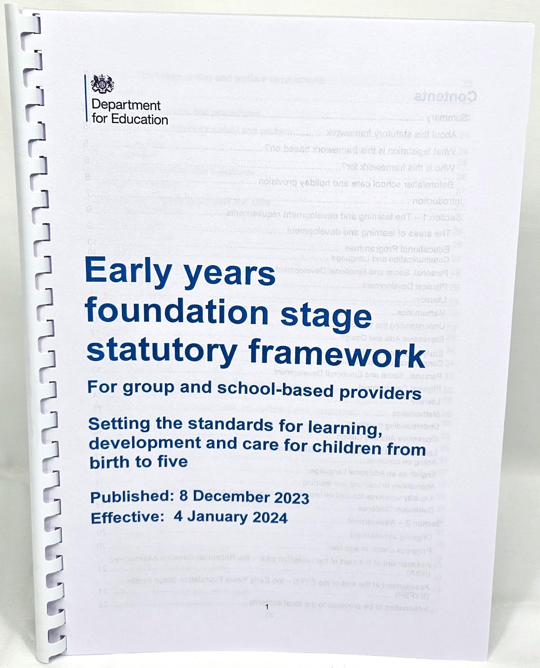 Early Years Foundation Stage Statutory Framework For Group And School ...