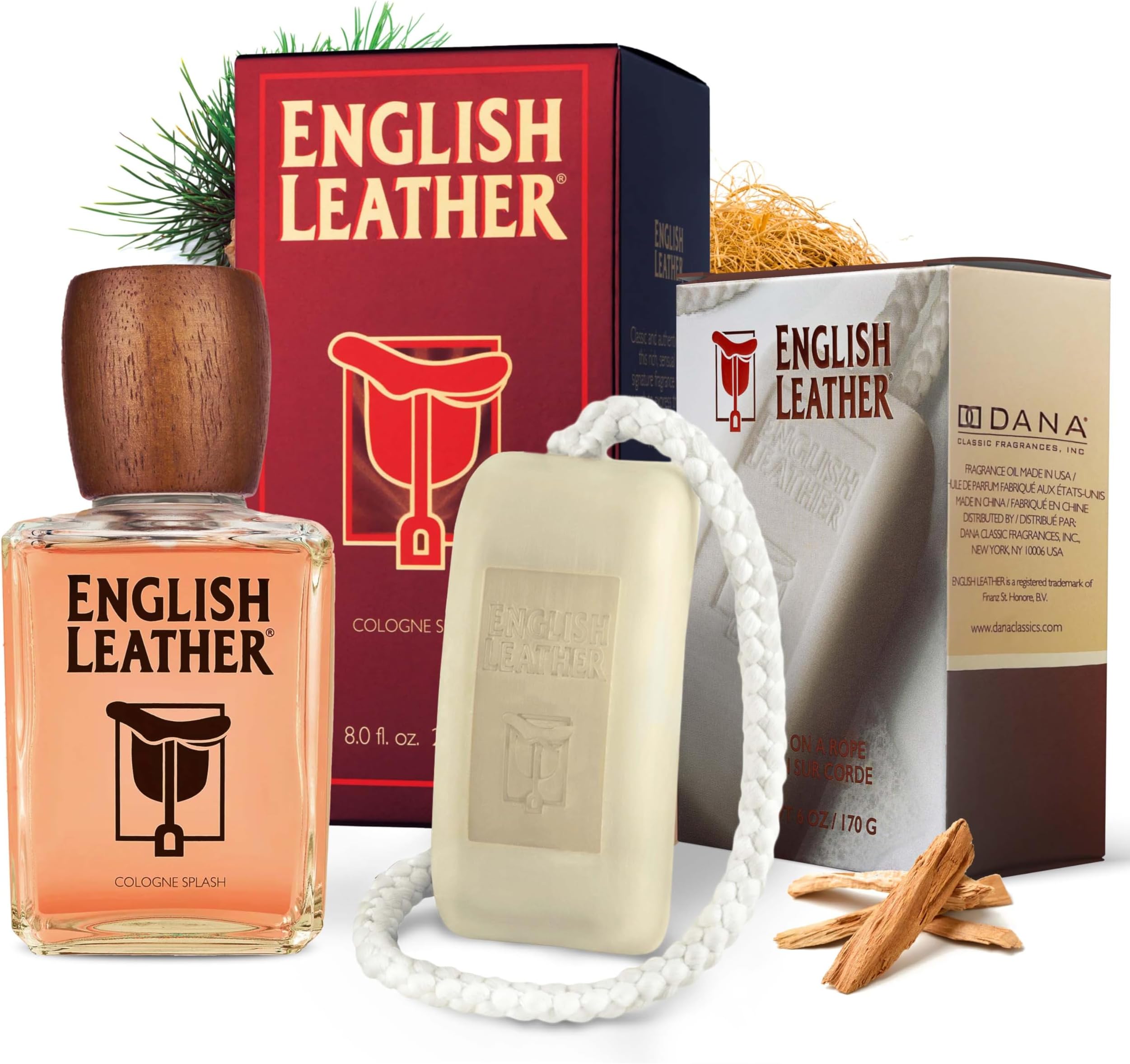 Amazon.com : Dana English Leather Cologne (8 fl oz) & Soap on a Roap ...