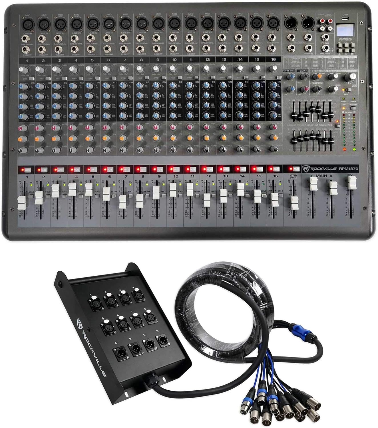 Amazon.com: Rockville RPM1870 18 Channel 6000 Watt Powered Mixer w/USB ...