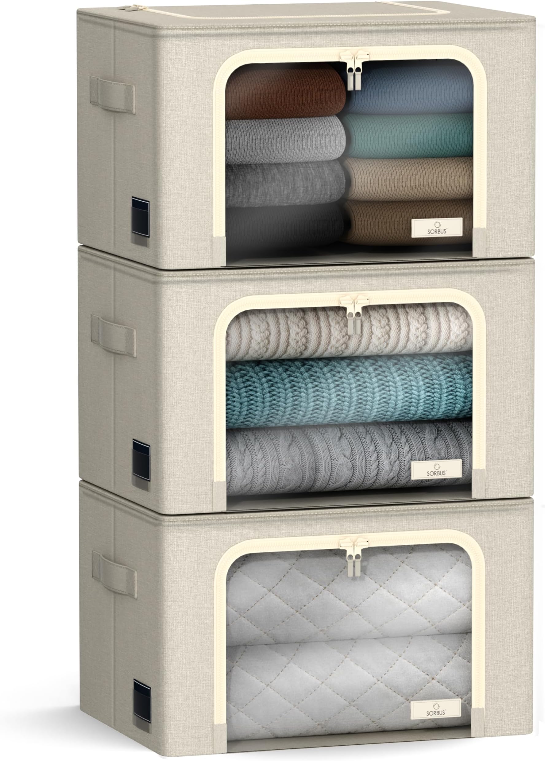 Amazon.com: Sorbus Storage Bins with Metal Frame - Stackable & Foldable ...