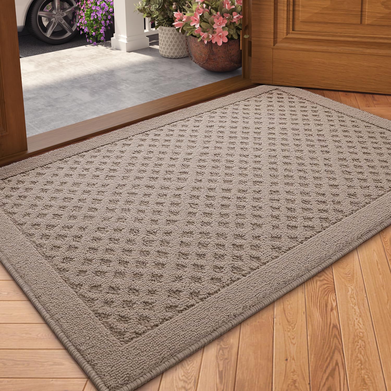 Amazon.com: Color&Geometry Dark Beige Indoor Door Mat Trap Dirt ...