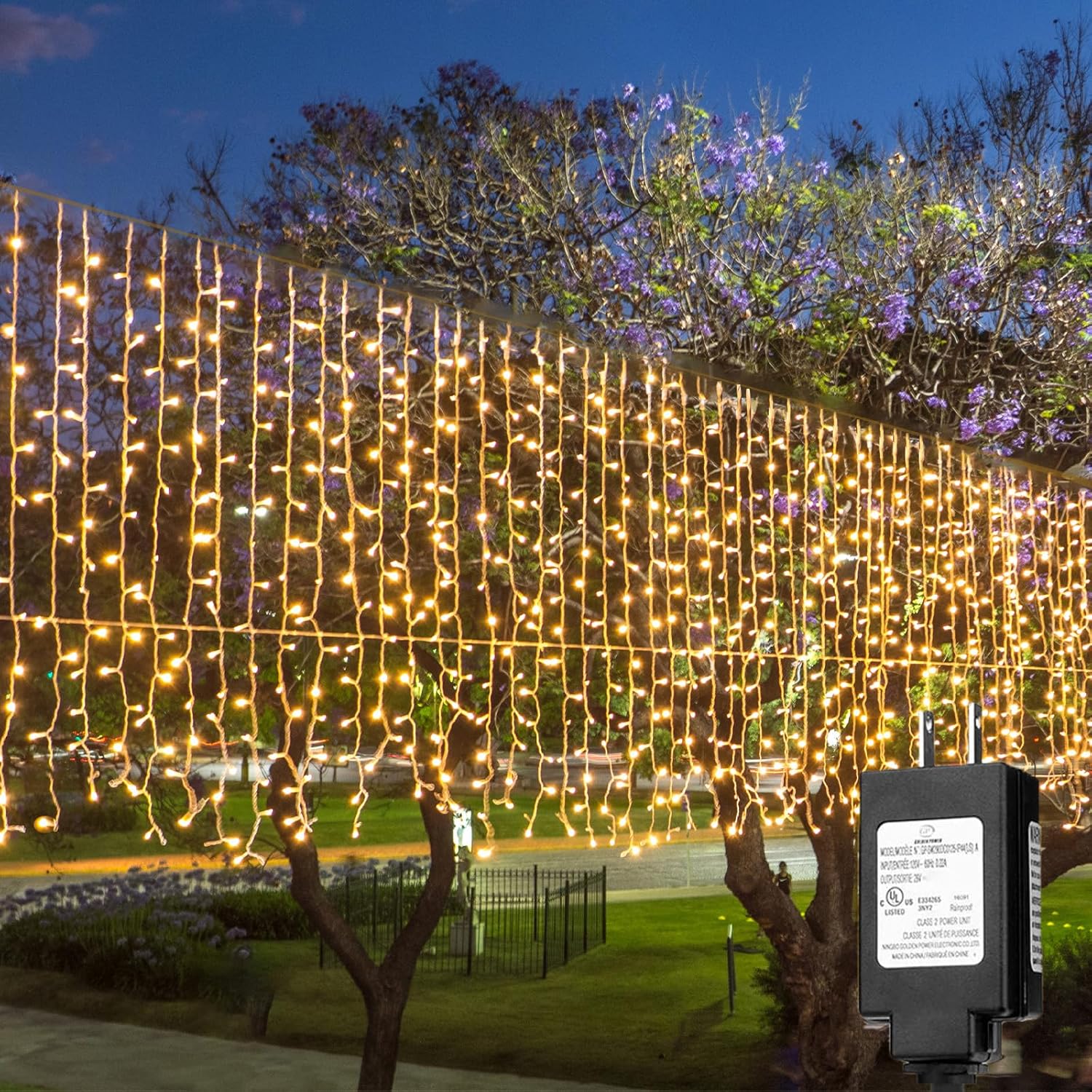 Amazon.com: Solhice LED Curtain Lights Outside 30ft x 3ft for Backyard ...