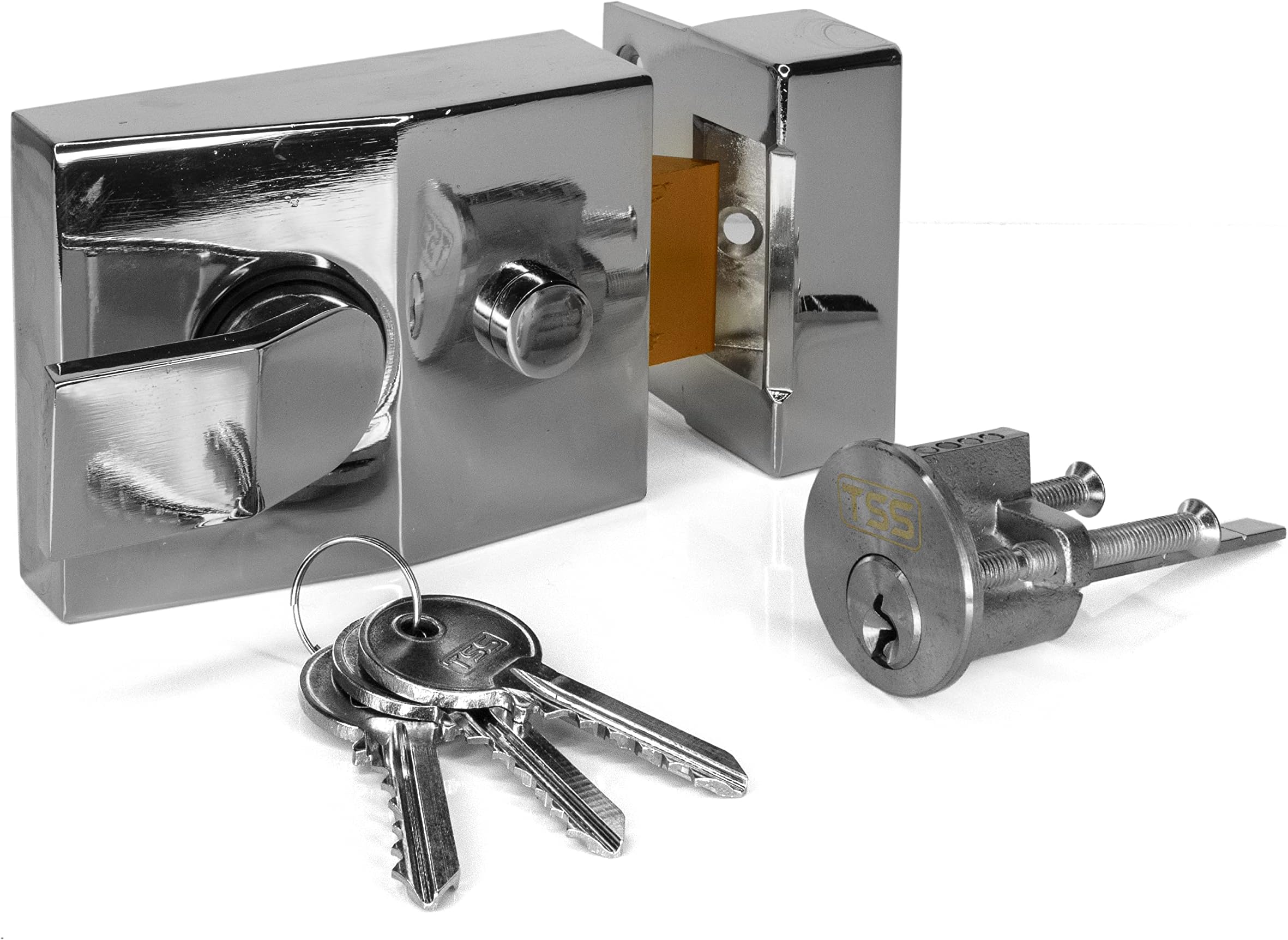 Standard Deadlocking Night Latch 60mm, Complete with Rim Cylinder and 3 ...