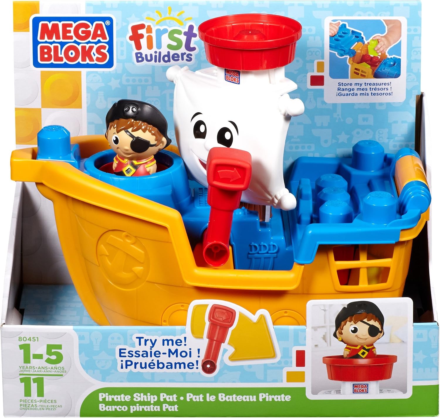 Amazon.com: Mega Bloks First Builders Pirate Ship Pat : Toys & Games