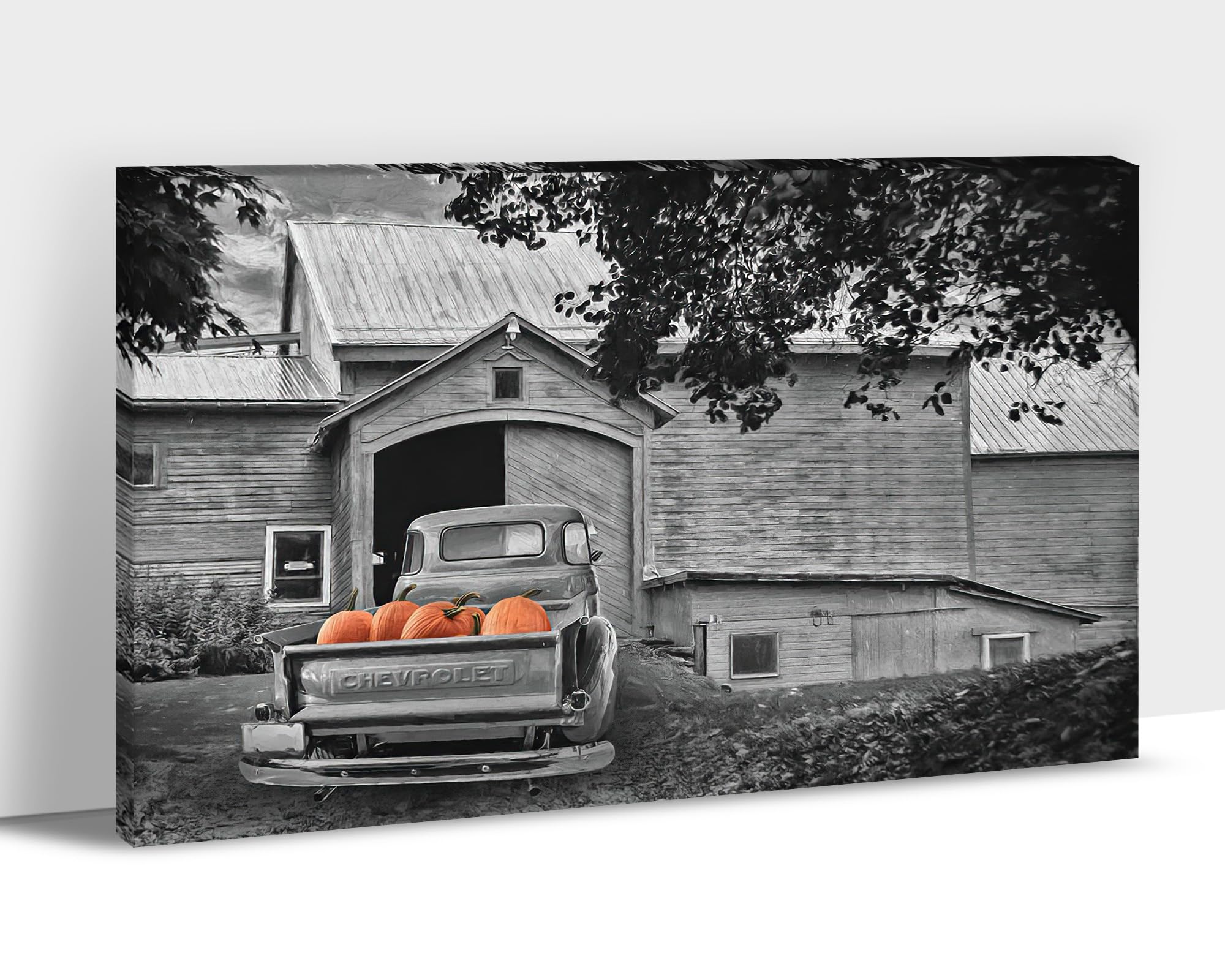 Amazon.com: Black White Farmhouse Wall Art, Vintage Barn Antique Pickup ...