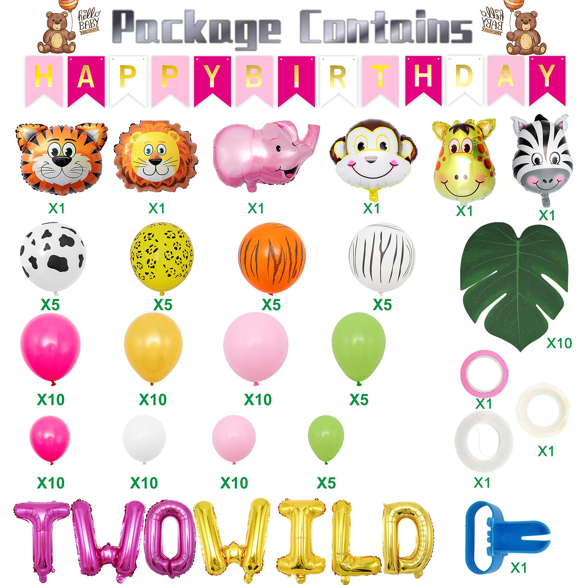 Deaboat 130PCS Two Wild Birthday Decorations Safari Birthday Decor ...