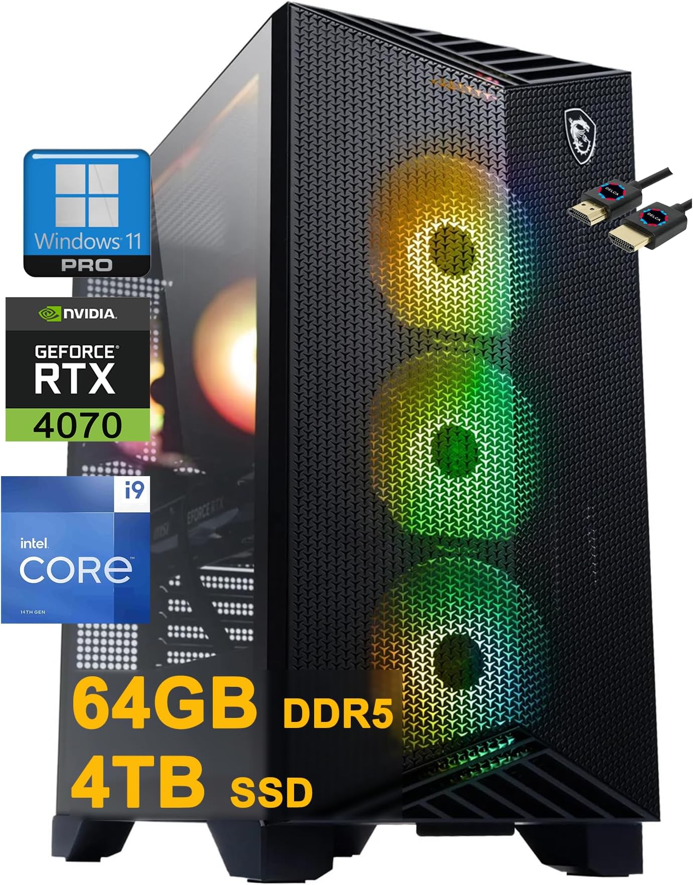Amazon.com: MSI Aegis R2 14th Gaming Desktop | Intel 24-Core i9-14900F ...