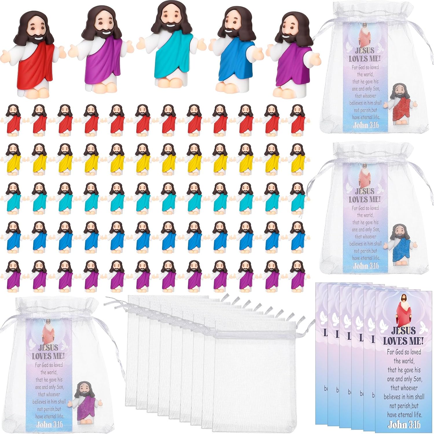 Amazon.com: Barydat 75 Sets Mini Jesus Figurines Easter Jesus Toys ...