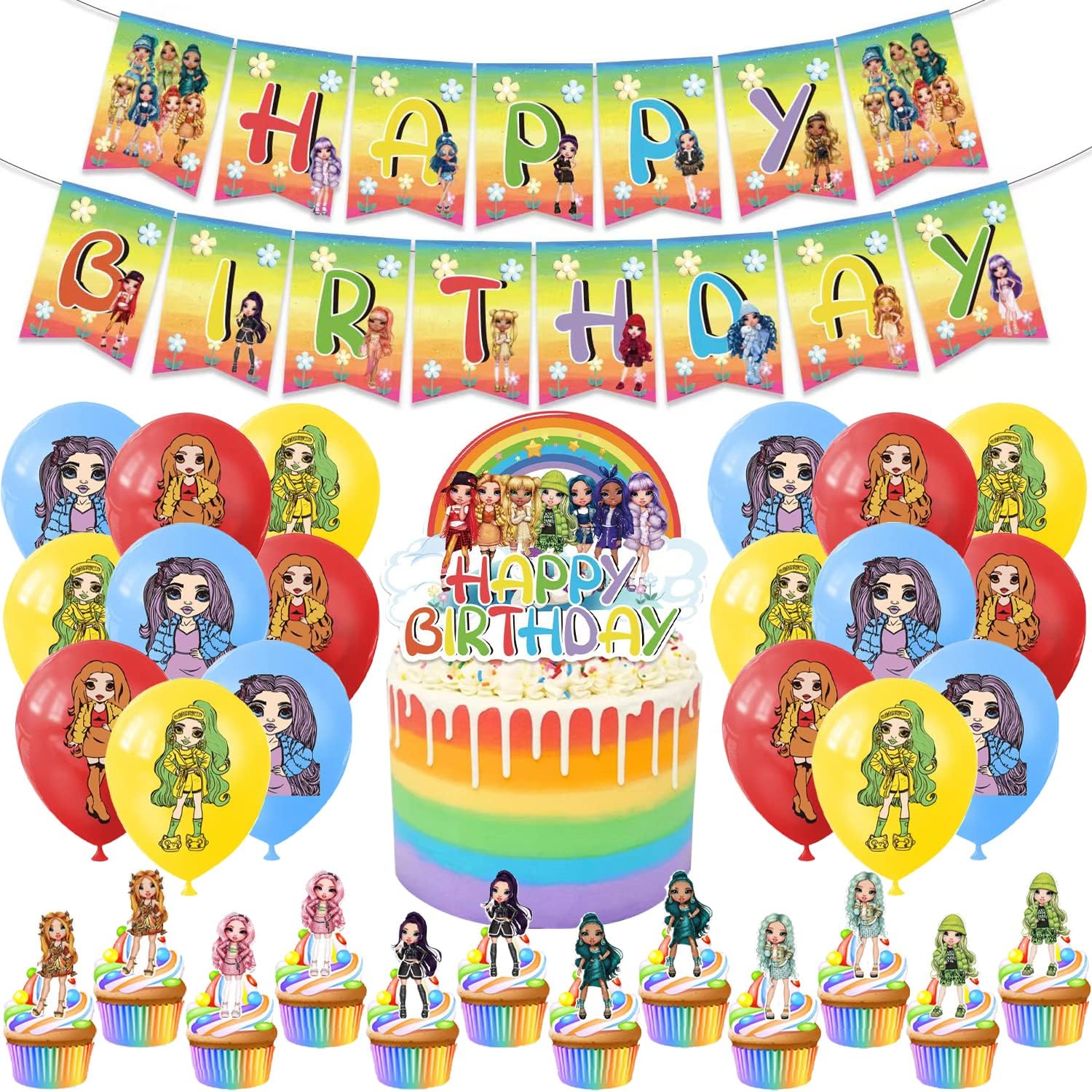 Amazon.com: HongShengFu Rainbow High Dolls Birthday Party Supplies ...