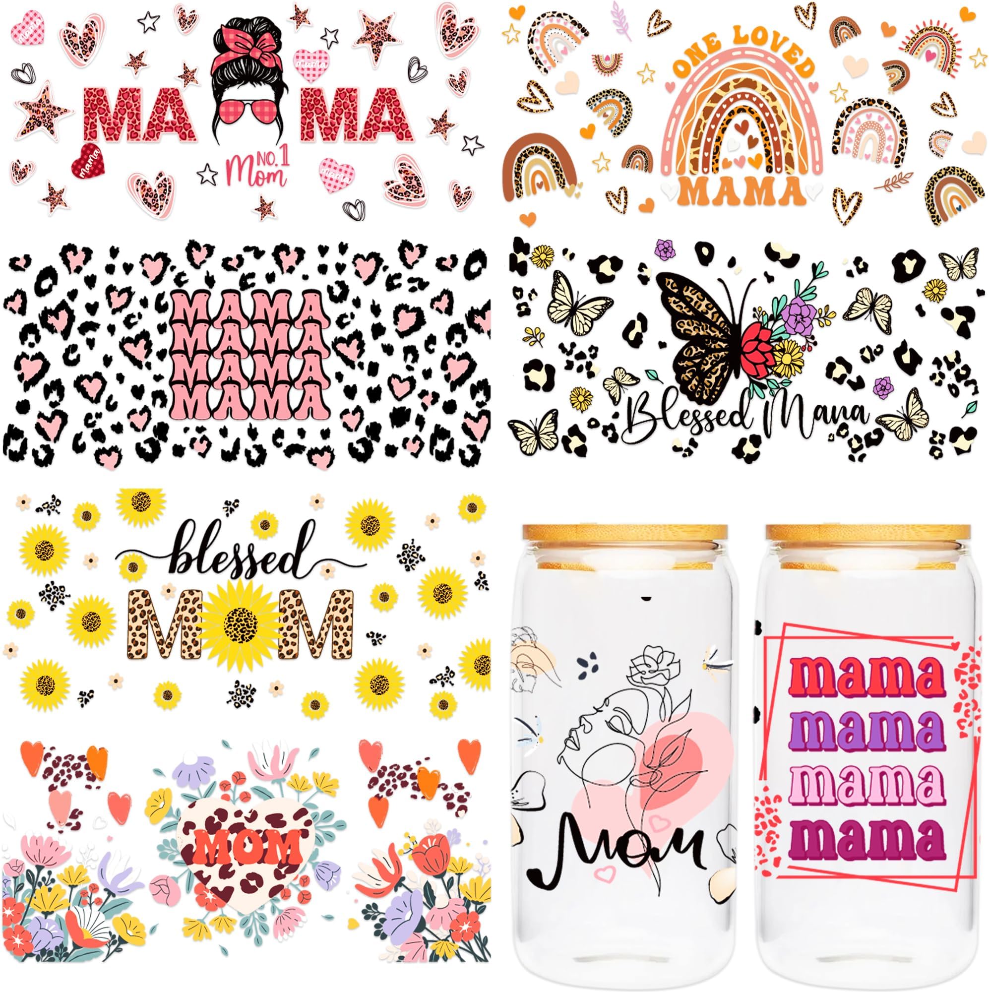 Amazon.com: UV DTF Cup Wrap for 16 OZ - 8 Sheets Mama UV DTF Transfer ...