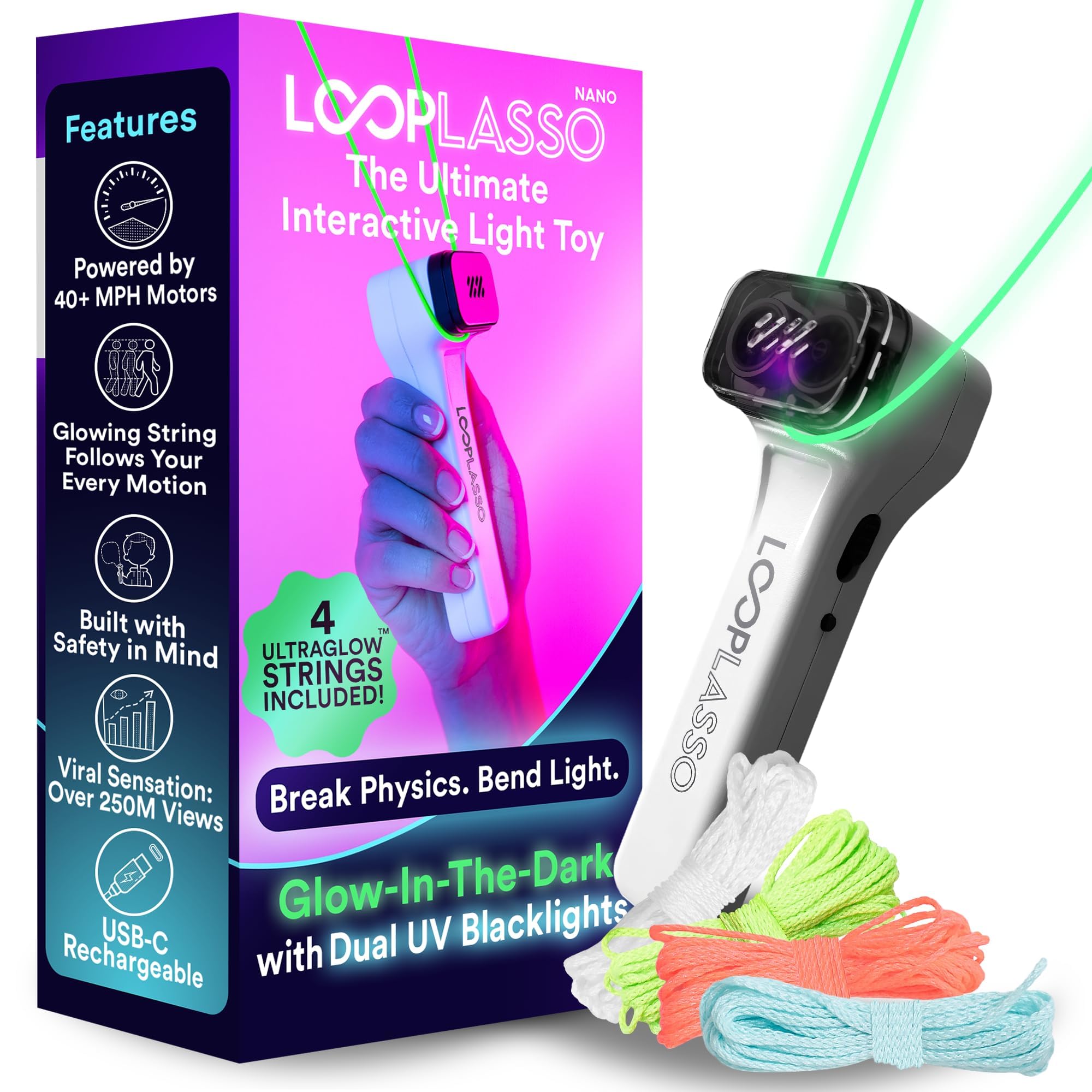 Loop Lasso® Nano - The Original Glow-in-The-Dark String Shooter Toy ...