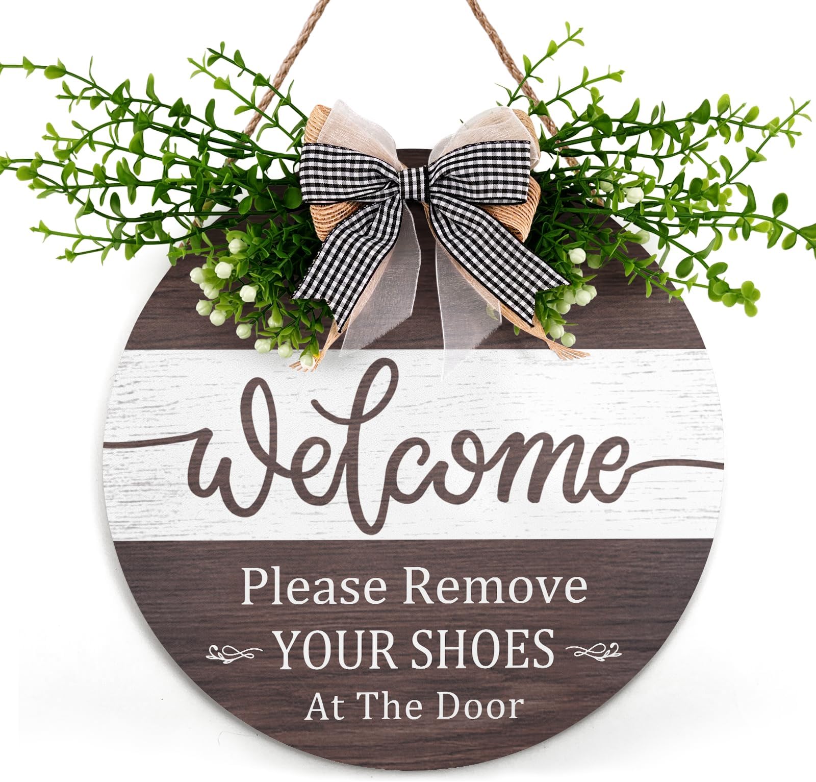 Amazon.com: Welcome Please Remove Your Shoes Off Sign Wreath Take Off ...
