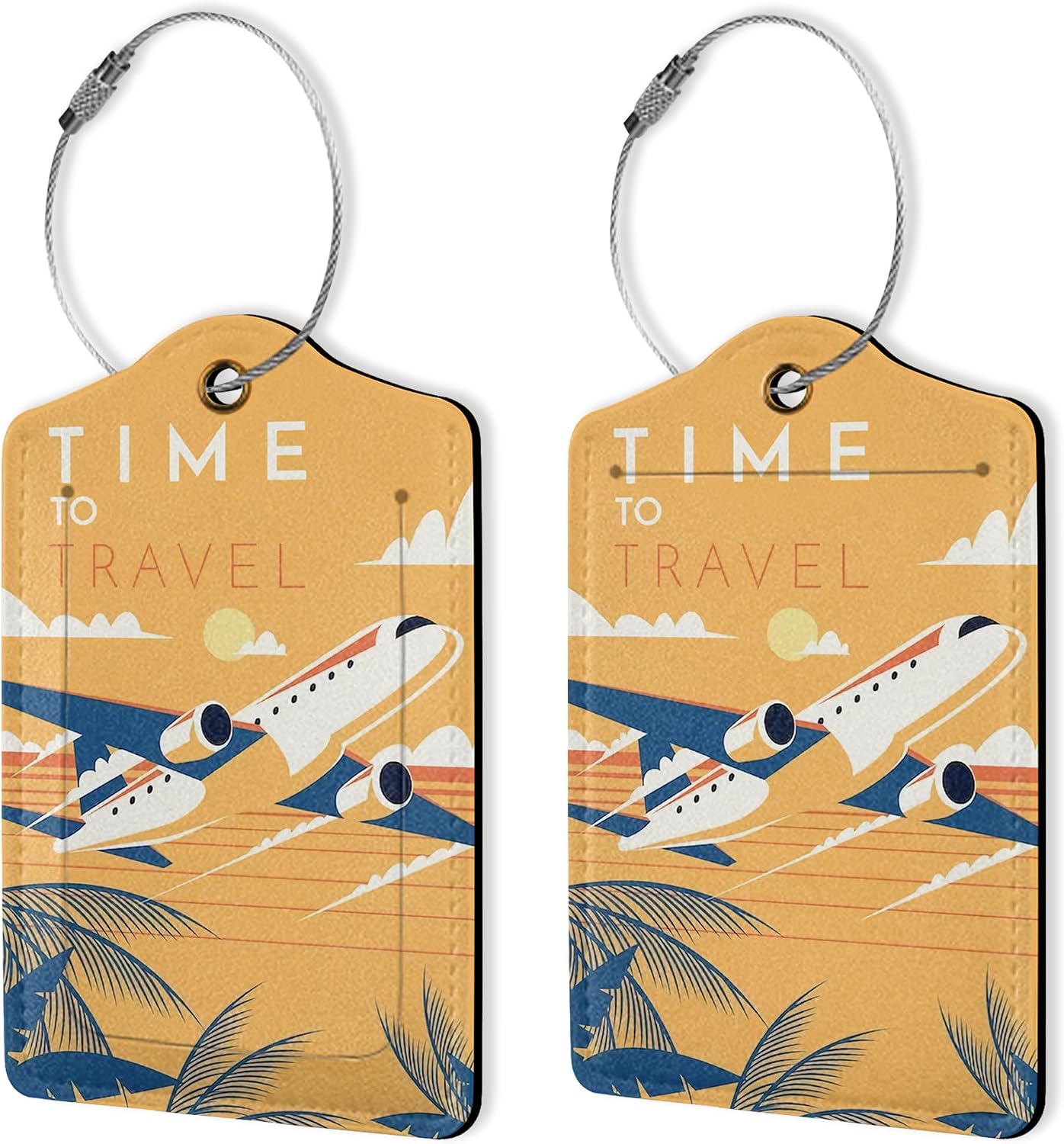 Amazon.com: 2 Pack Luggage Tags for Suitcase,time to Travel Retro ...