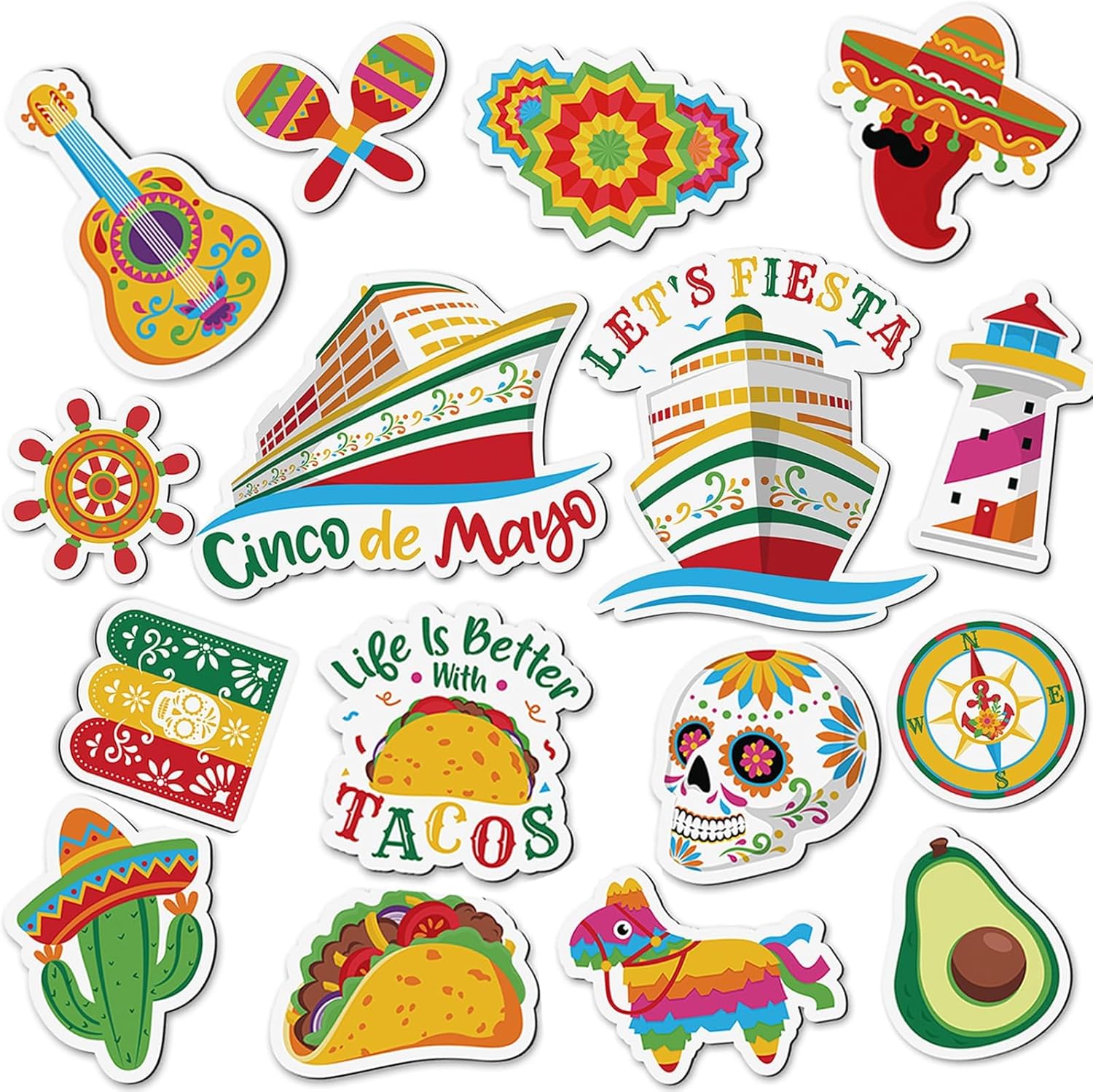 Amazon.com: 16Pcs Mexican Fiesta Fridge Magnets Cinco de Mayo Party ...