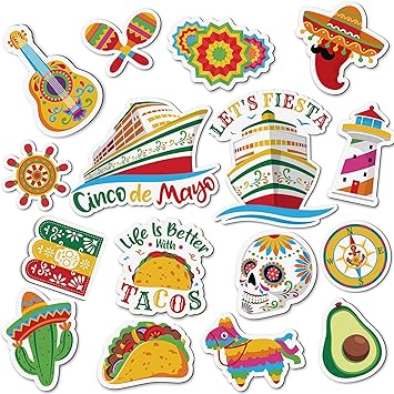 Amazon.com: 16Pcs Mexican Fiesta Fridge Magnets Cinco de Mayo Party ...