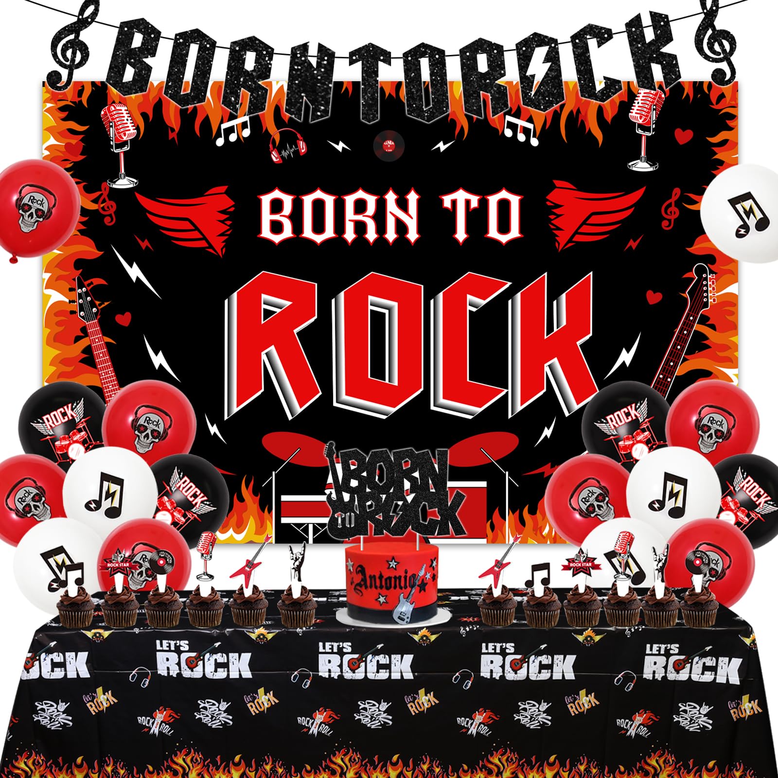 Amazon.com: Rock and Roll Birthday Decorations, Born to Rock Theme ...