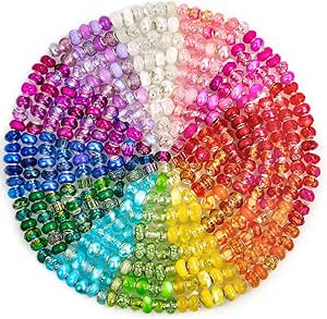 Cludoo 224 PCS Large Hole Glass Beads for Jewelry Making, European ...