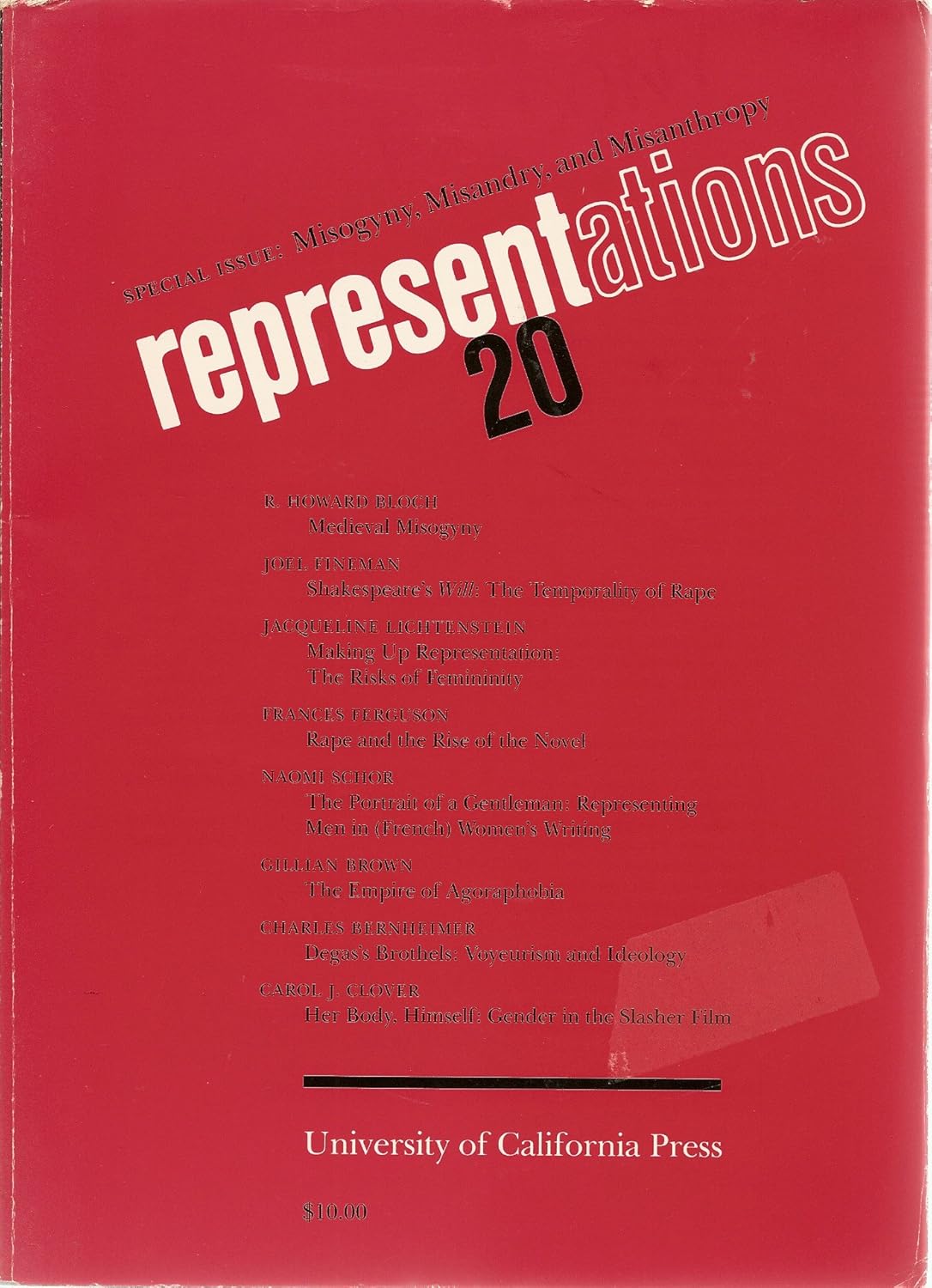 REPRESENTATIONS 20, Fall 1987 (Special Issue: Misogyny, Misandry, and ...
