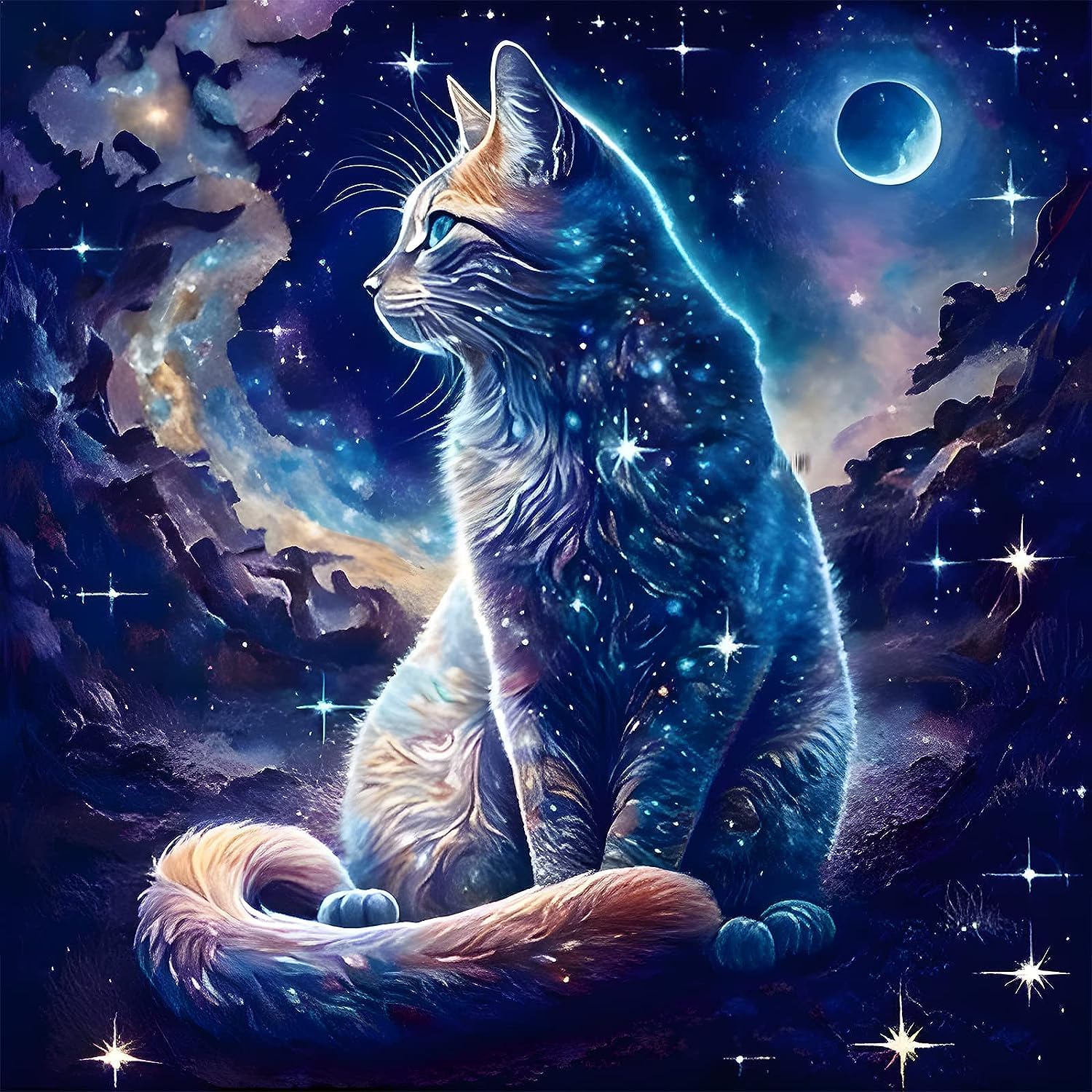 Amazon.com: GemZono DIY Diamond Art Kits with Round Diamond,5D Cat ...