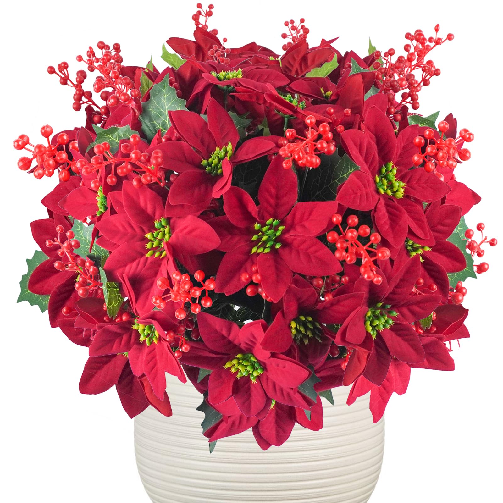 Amazon.com: TORONTOKYO 12 Pieces Poinsettias Artificial Christmas ...