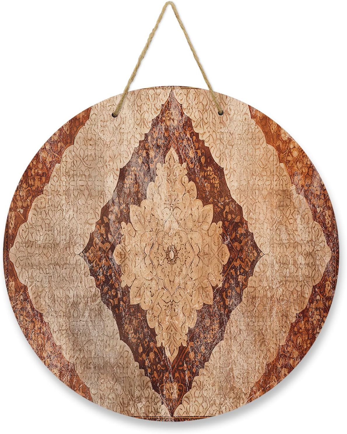 Amazon.com: Wooden Round Sign 10" Wall Decor, Geometric Brown Flower ...