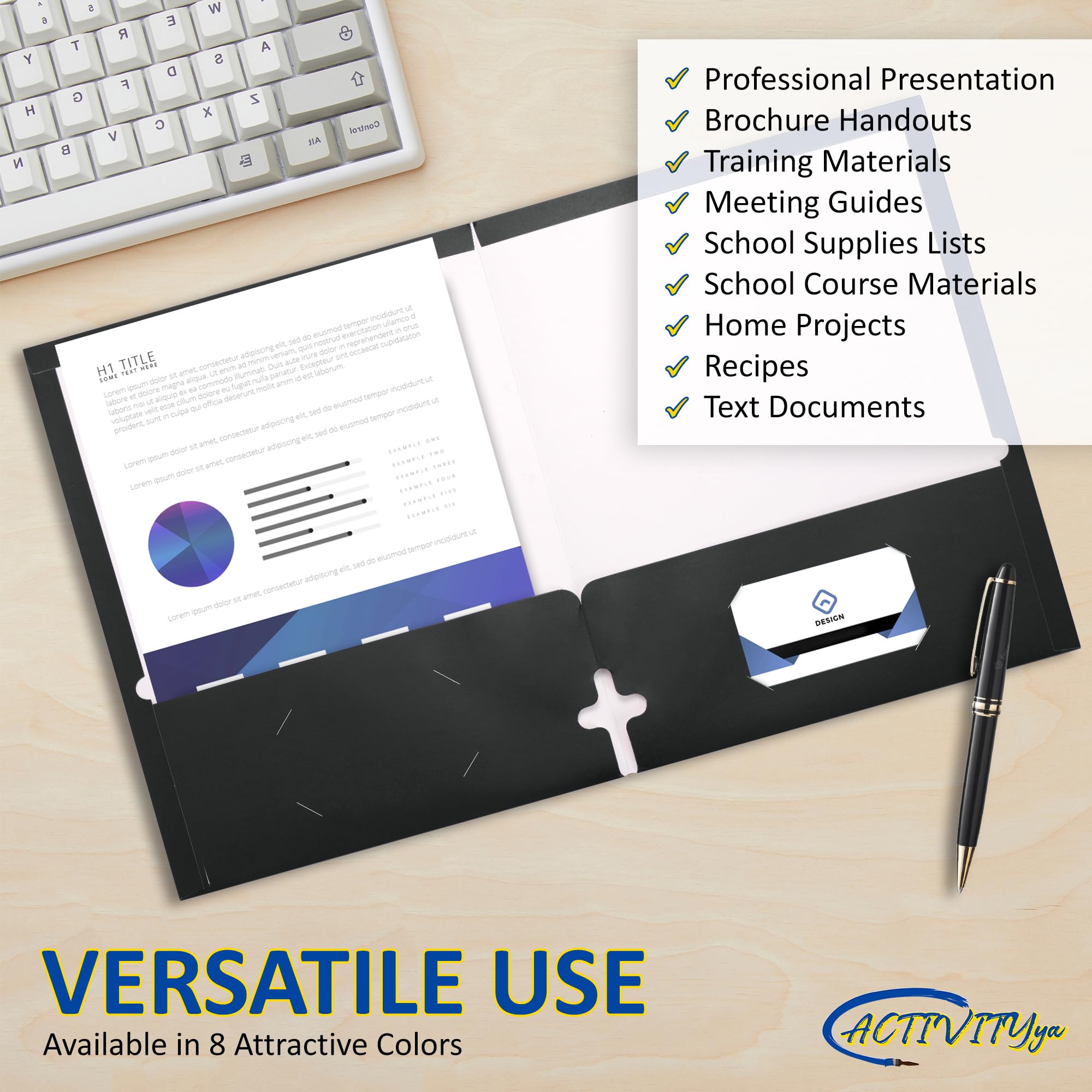 Snapklik.com : 10 Pack Two Pocket Folders, Black, Strong Thick Paper ...