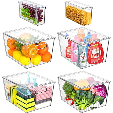 Amazon.com: 6 Pack Clear Stackable Storage Bins with Lids, Vtopmart ...