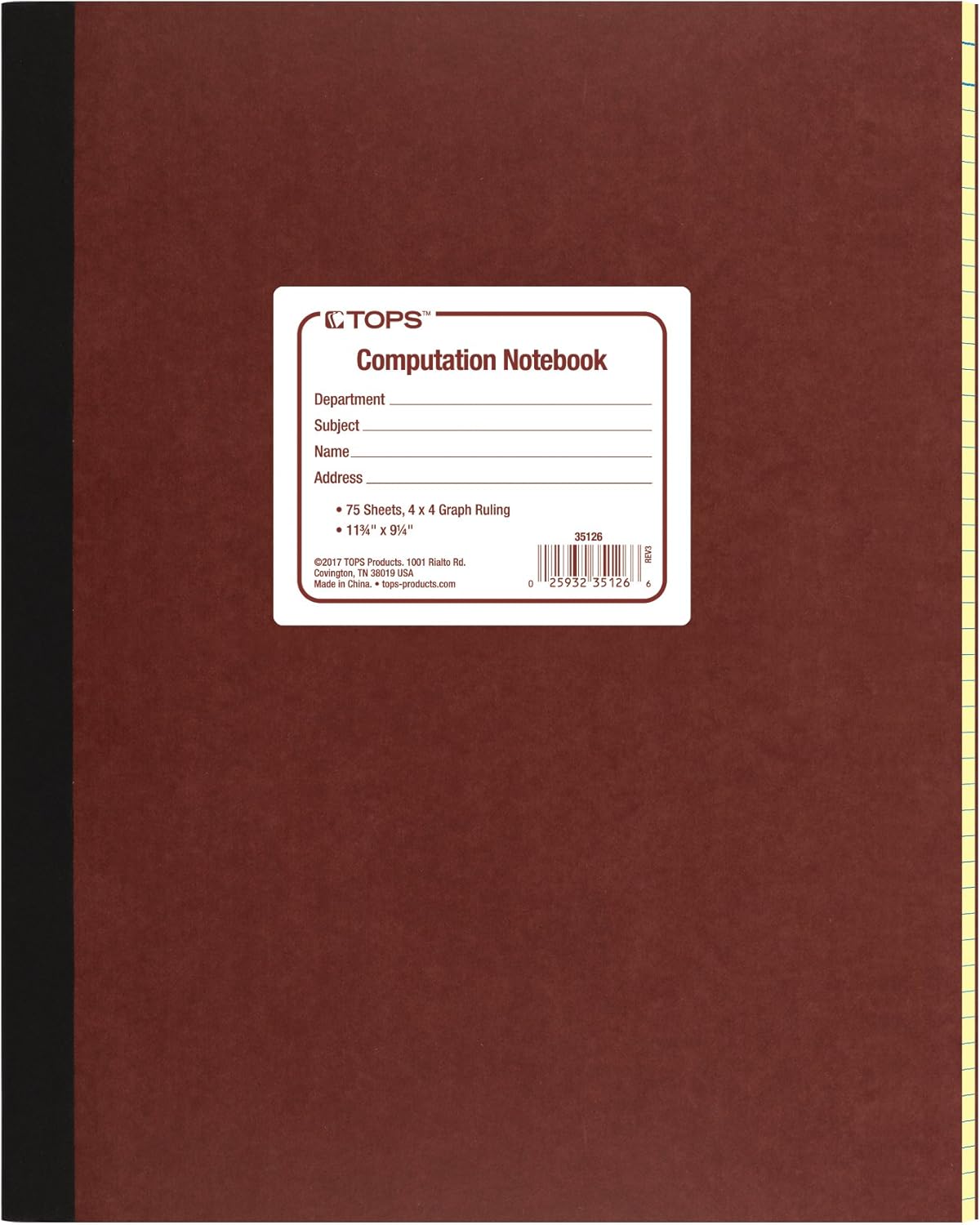 Amazon.com : TOPS Computation Notebook, 4 x 4 Quad Ruling, 11 3/4"X 9 1 ...