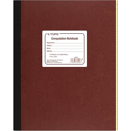 Amazon.com : TOPS Computation Notebook, 4 x 4 Quad Ruling, 11 3/4"X 9 1 ...