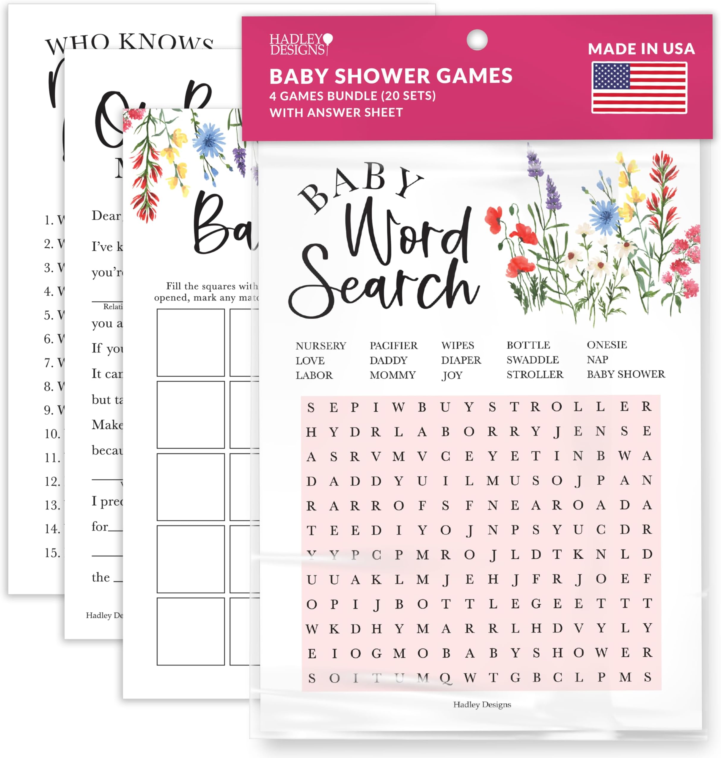 Amazon.com: 40 Floral Baby Shower Games For Girl - Baby Games For Baby ...