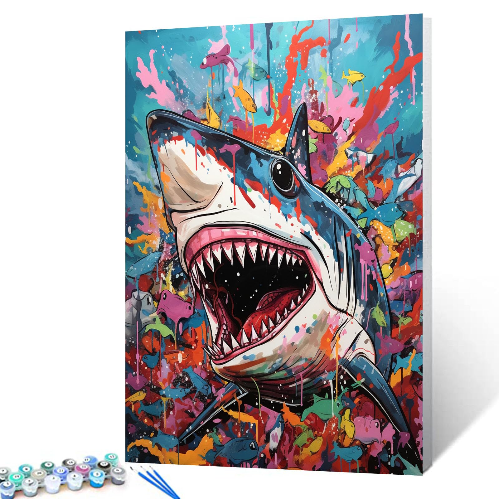 Amazon.com: Graffitic Shark Paint by Number for Adults, Underwater ...