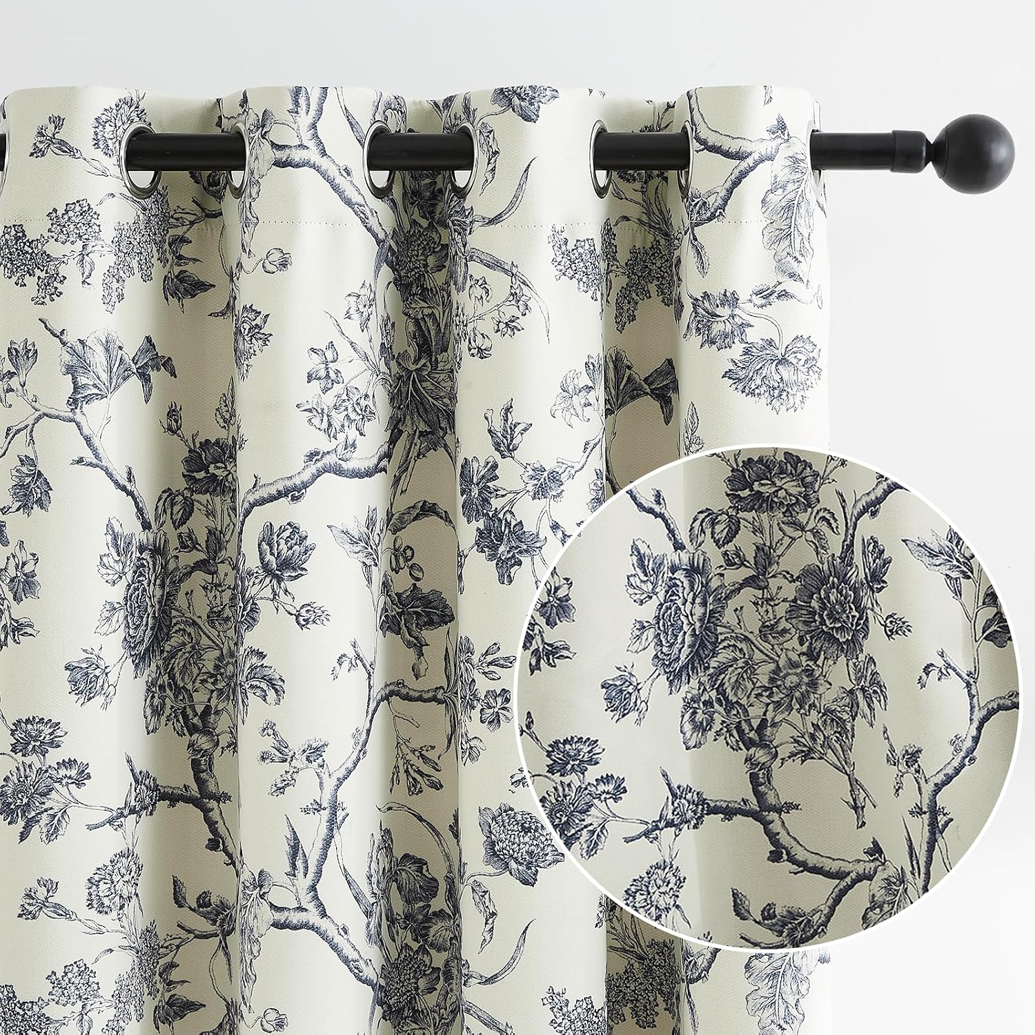 Amazon.com: Melodieux Vintage Floral Blackout Curtains 84 Inches Long ...