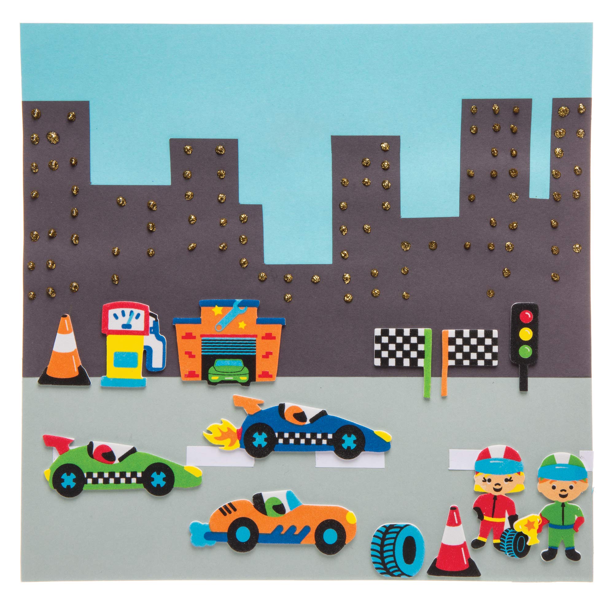 Buy Baker Ross AW571 Racing Cars Foam Stickers - Pack of 120, Self ...