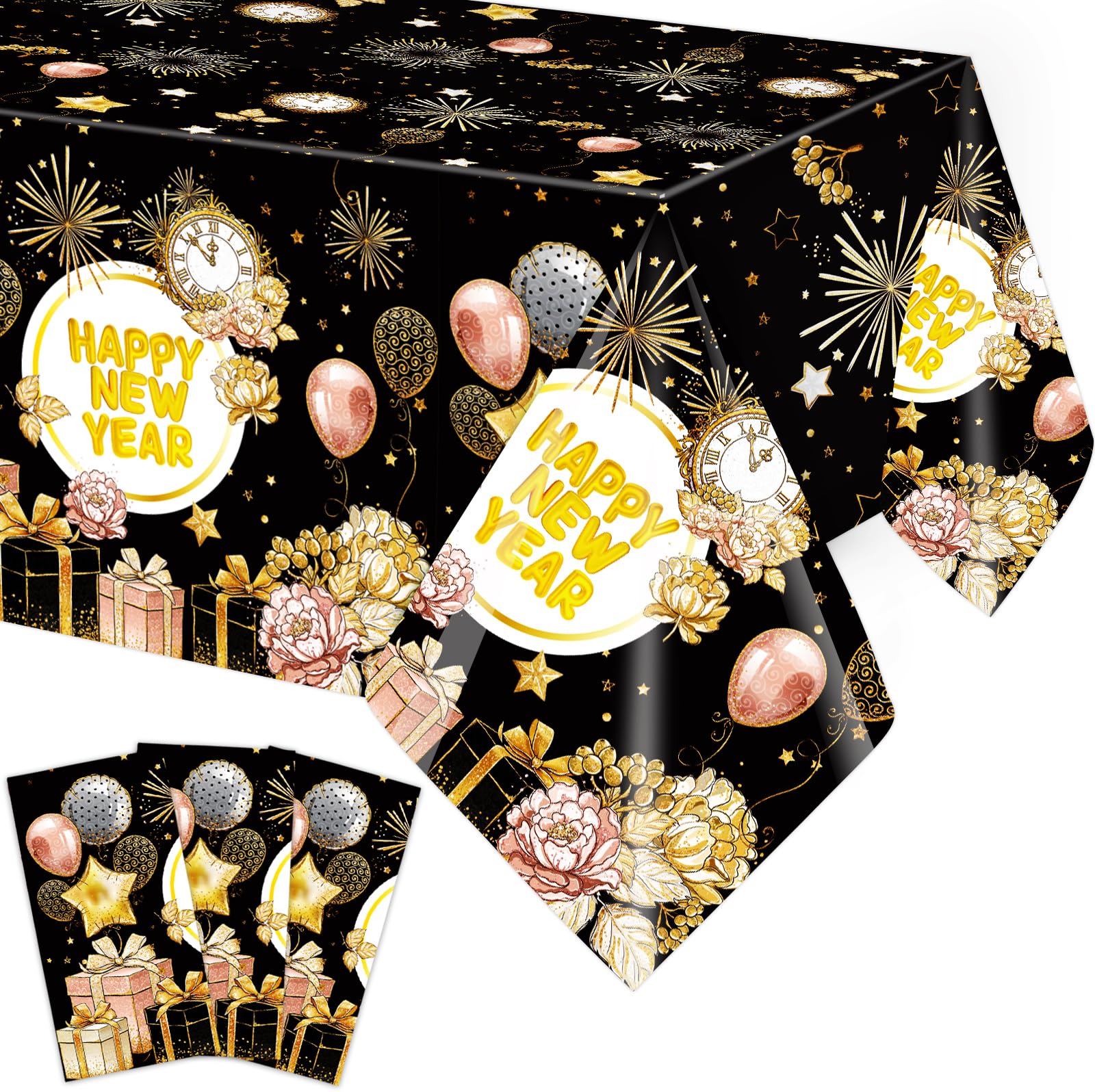 Amazon.com: 2025 Happy New Year Tablecloths 3 Pack New Years Eve Party ...