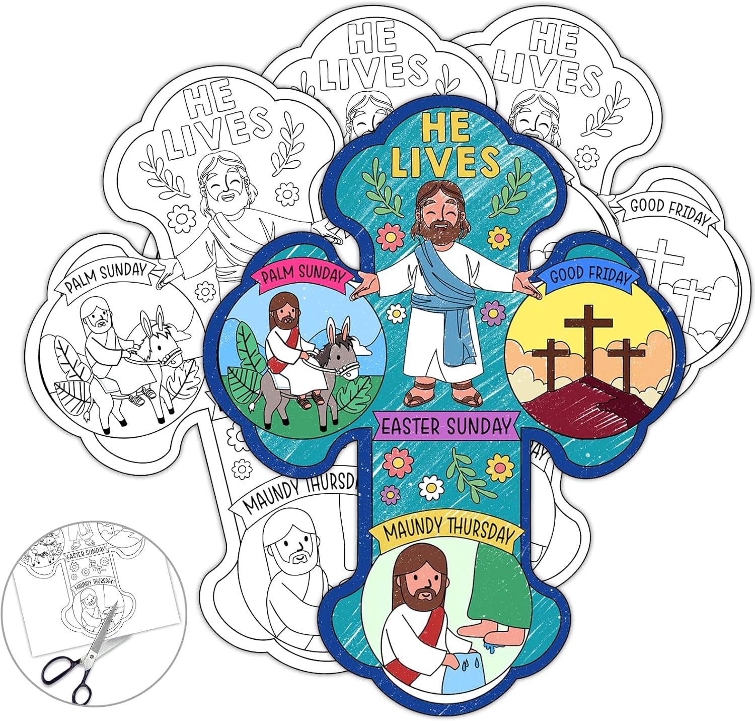 Amazon.com: Zoyeven 30Pcs Color Your Own Holy Week Crosses Religious ...