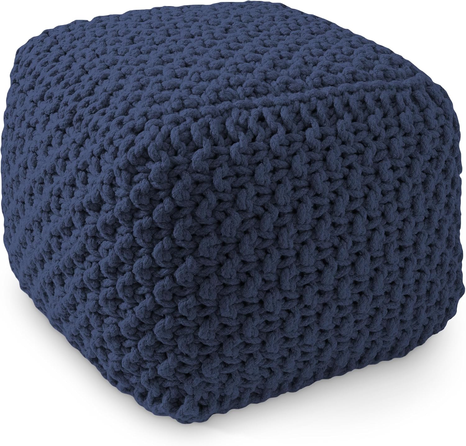 Amazon.com: Casafield Square Pouf Ottoman, Navy Blue 18.5" W x 18.5" D ...