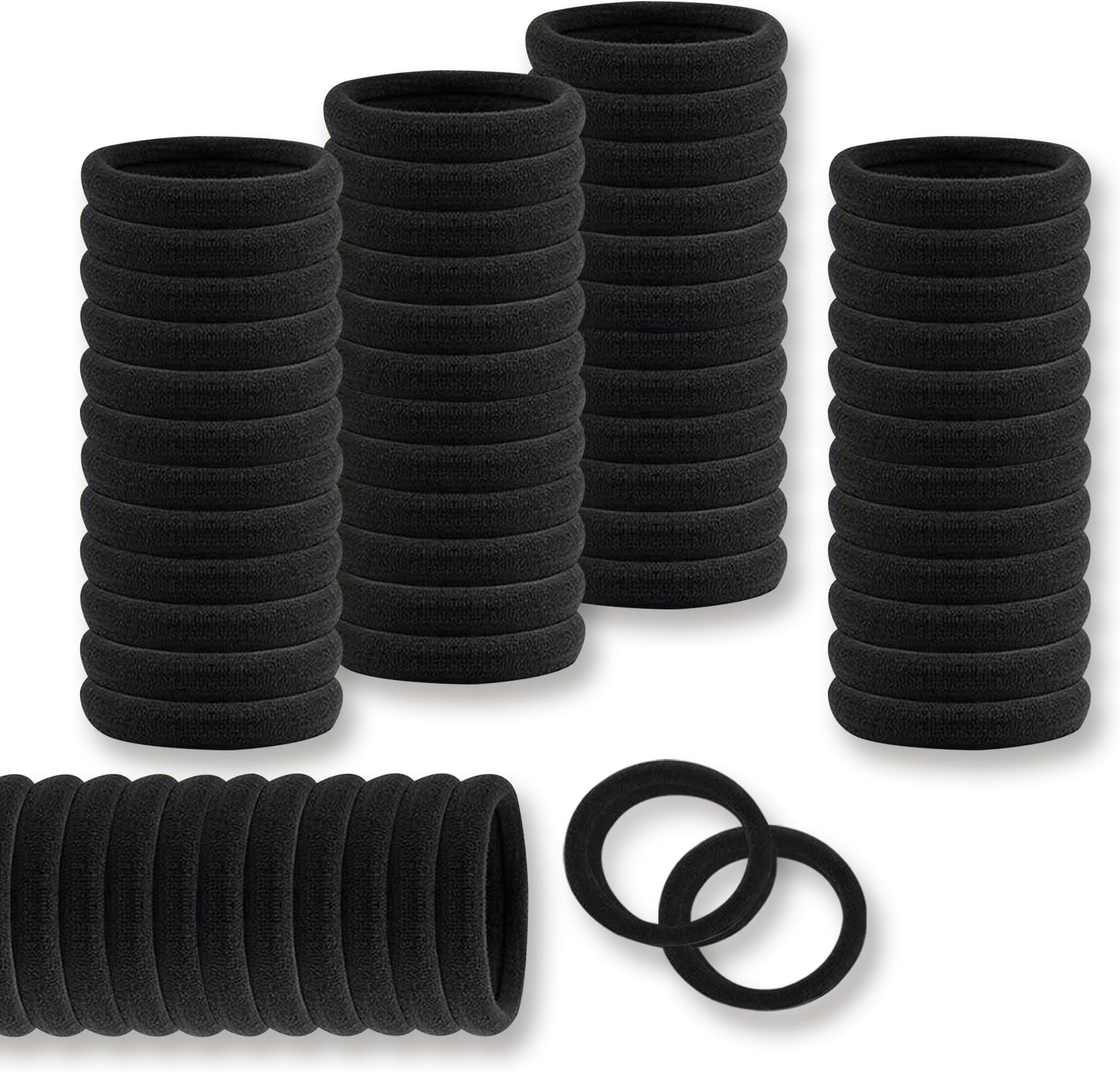 Amazon.com : 50PCS Hair Ties no Damage - Black Rubber Bands for Hair ...