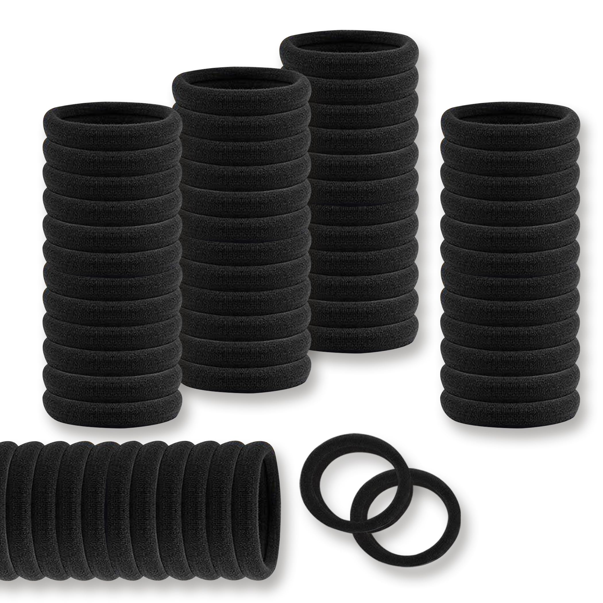 Amazon.com : 50PCS Hair Ties no Damage - Black Rubber Bands for Hair ...