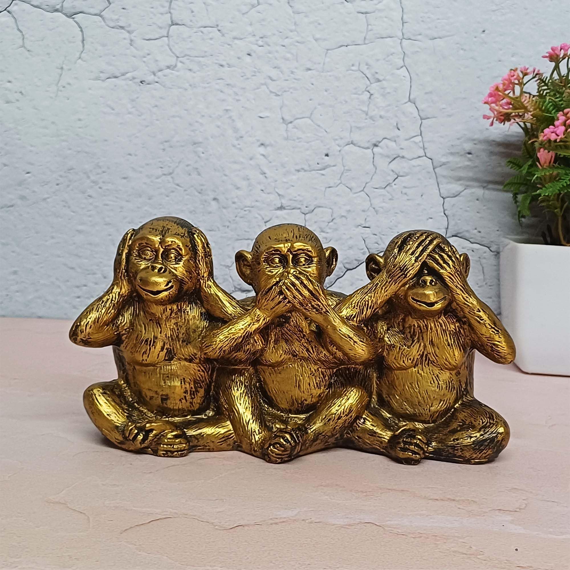 Buy Tanishka Monkey Statue 3 Showpiece Set - Gandhi Ji Monkey Set ...