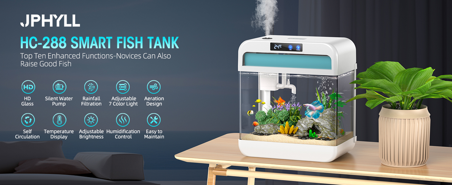 Watch Smart Fish Tank with Humidifier 7 Colors Looping Light on Amazon Live