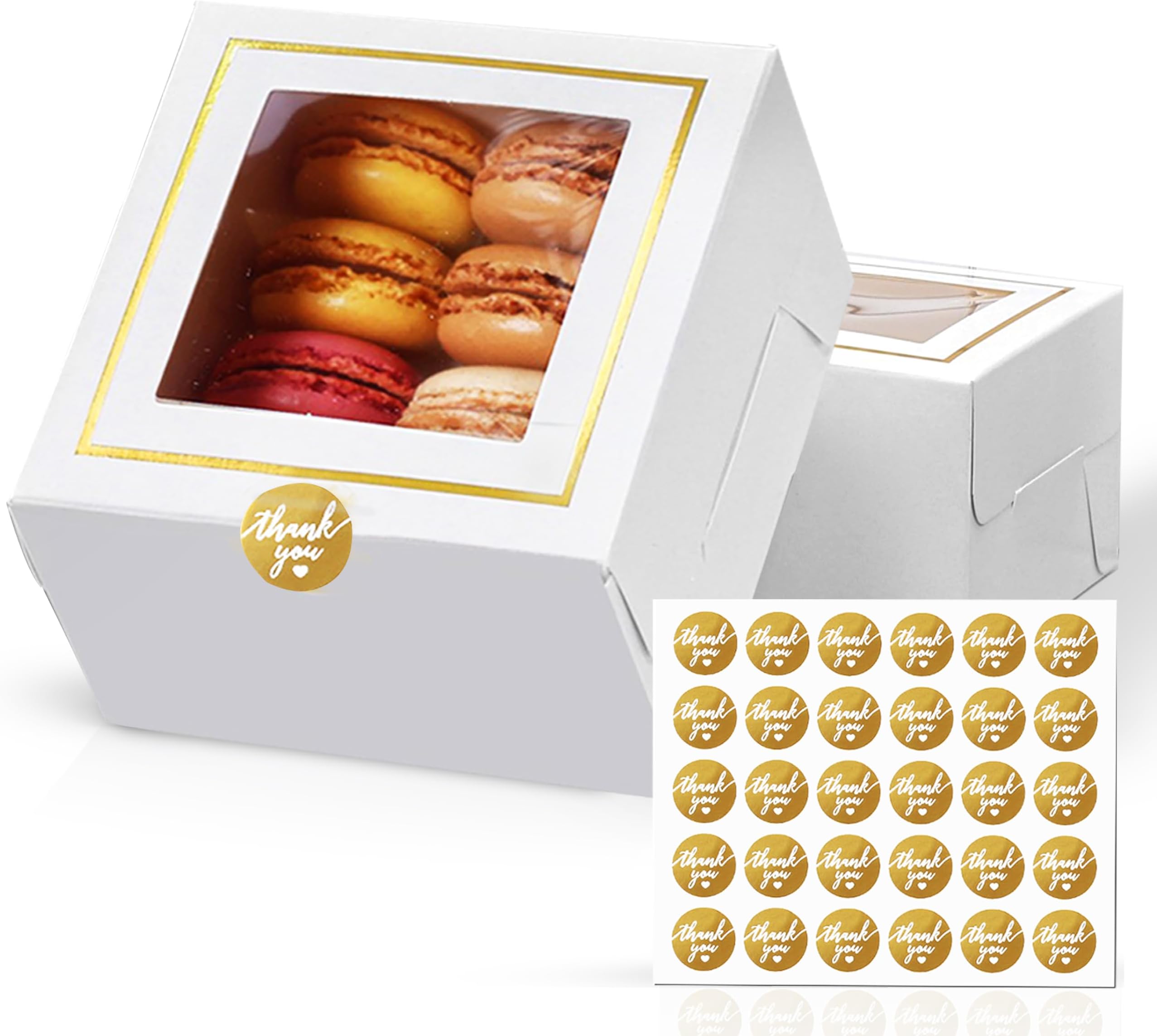 Amazon.com: QULIT 50pcs 5x5x2 Inch Cookie Boxes with Window White ...