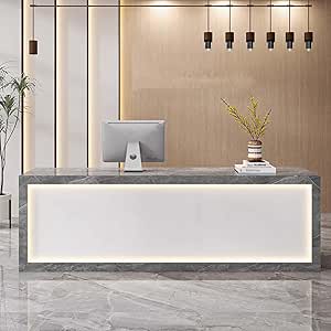 Amazon.com: Reception Desk with Led Light Wooden Commercial ...