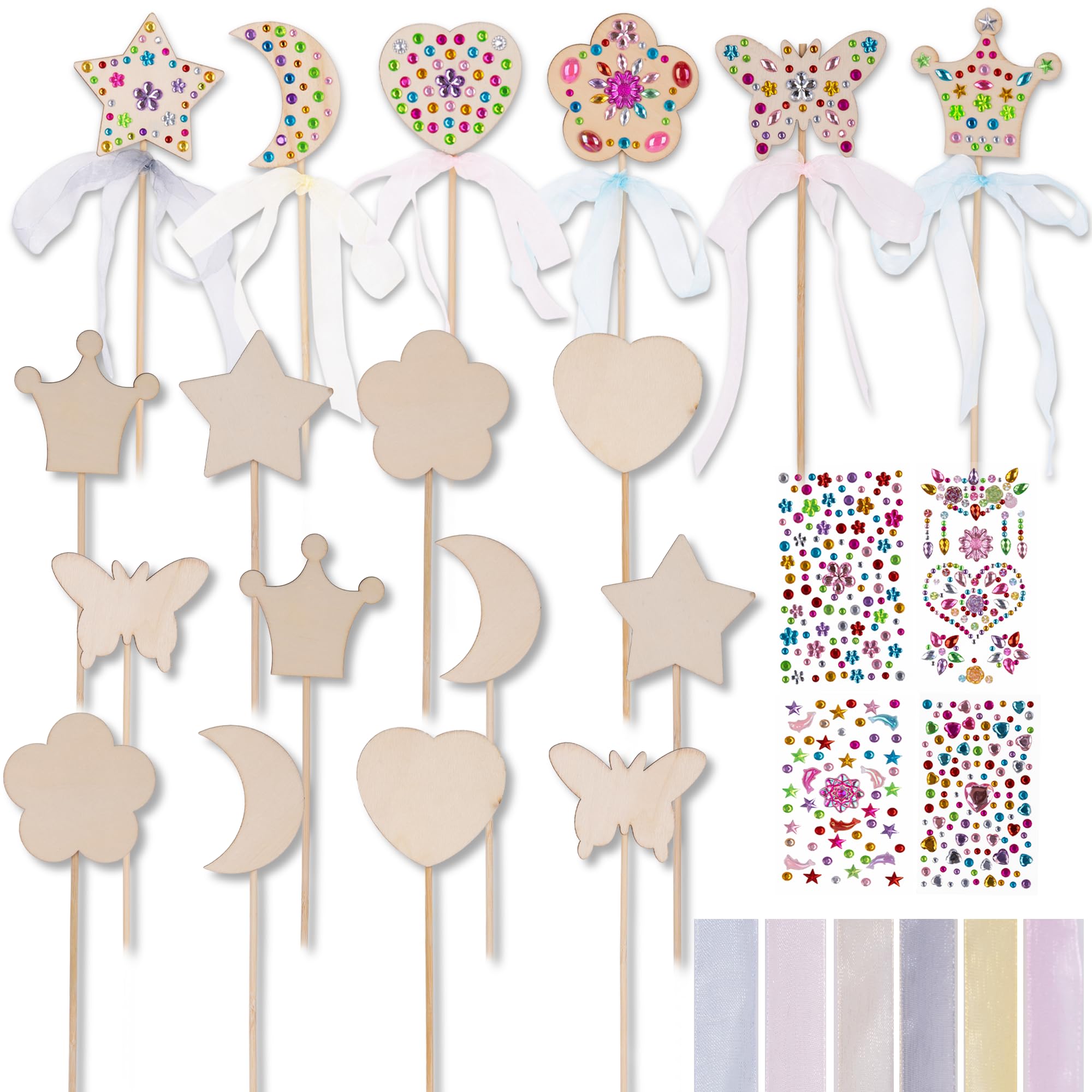 Amazon.com: ArtCreativity Fairy Wand Kit, Includes 18 Wooden Wands, 18 ...