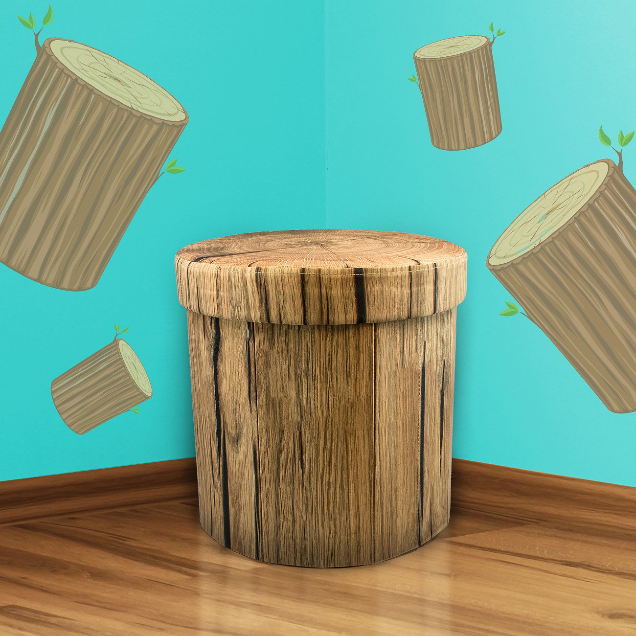 Snapklik.com : Tree Stump Stool, Toy Storage Ottoman 15 Inch Fake Tree ...