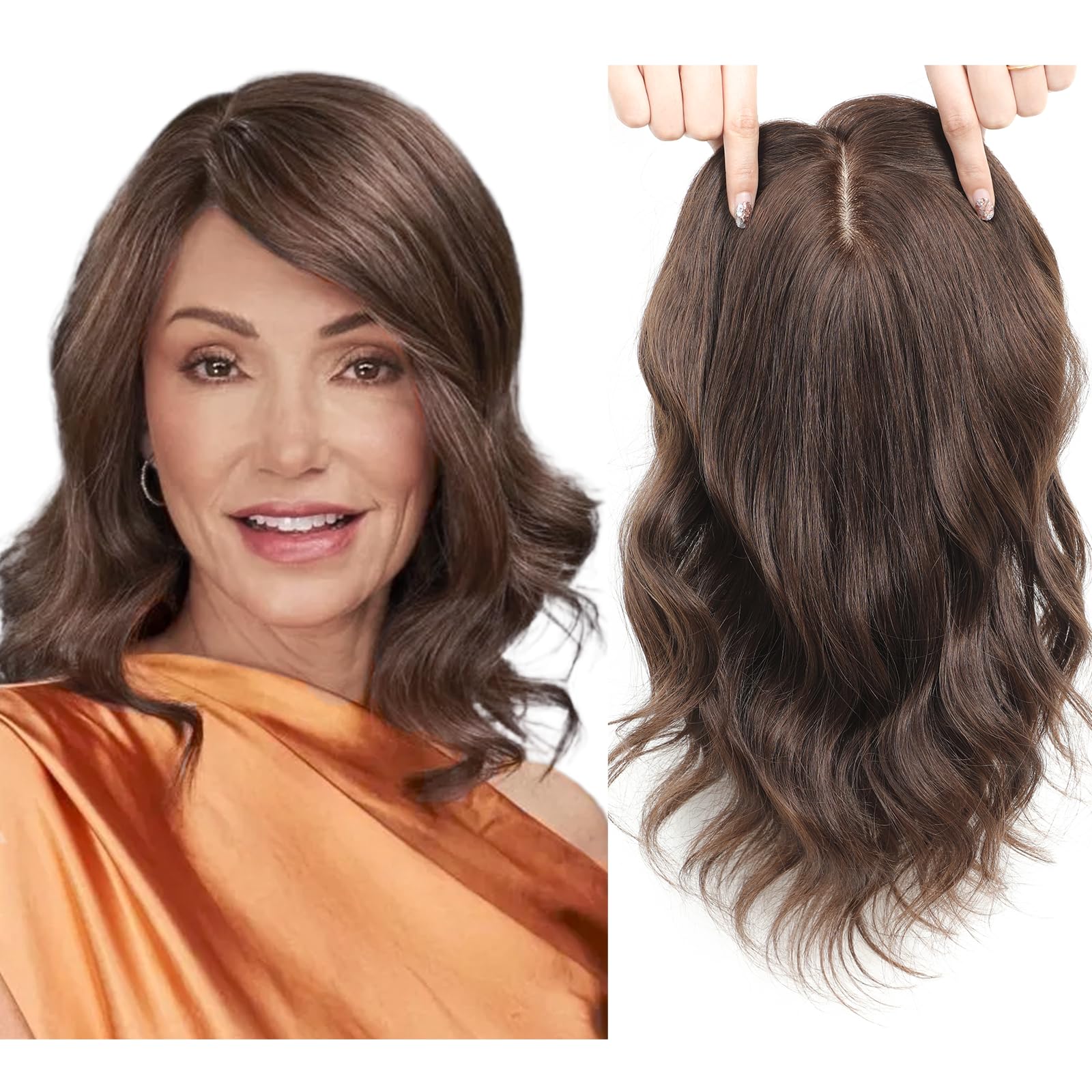 Amazon.com : Wavy Hair Topper for Women Real Human Hair Pieces for ...