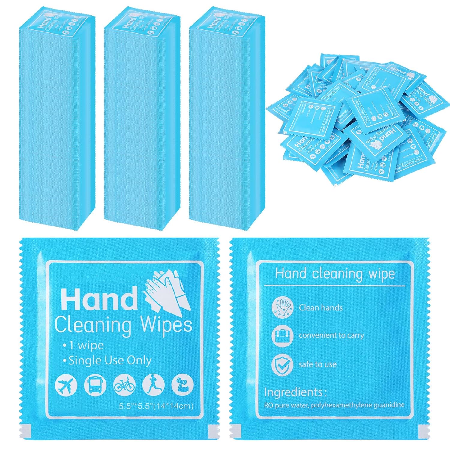 Amazon.com: Dansib 200 Pcs Hand Wipes Individually Wrapped Travel Size ...
