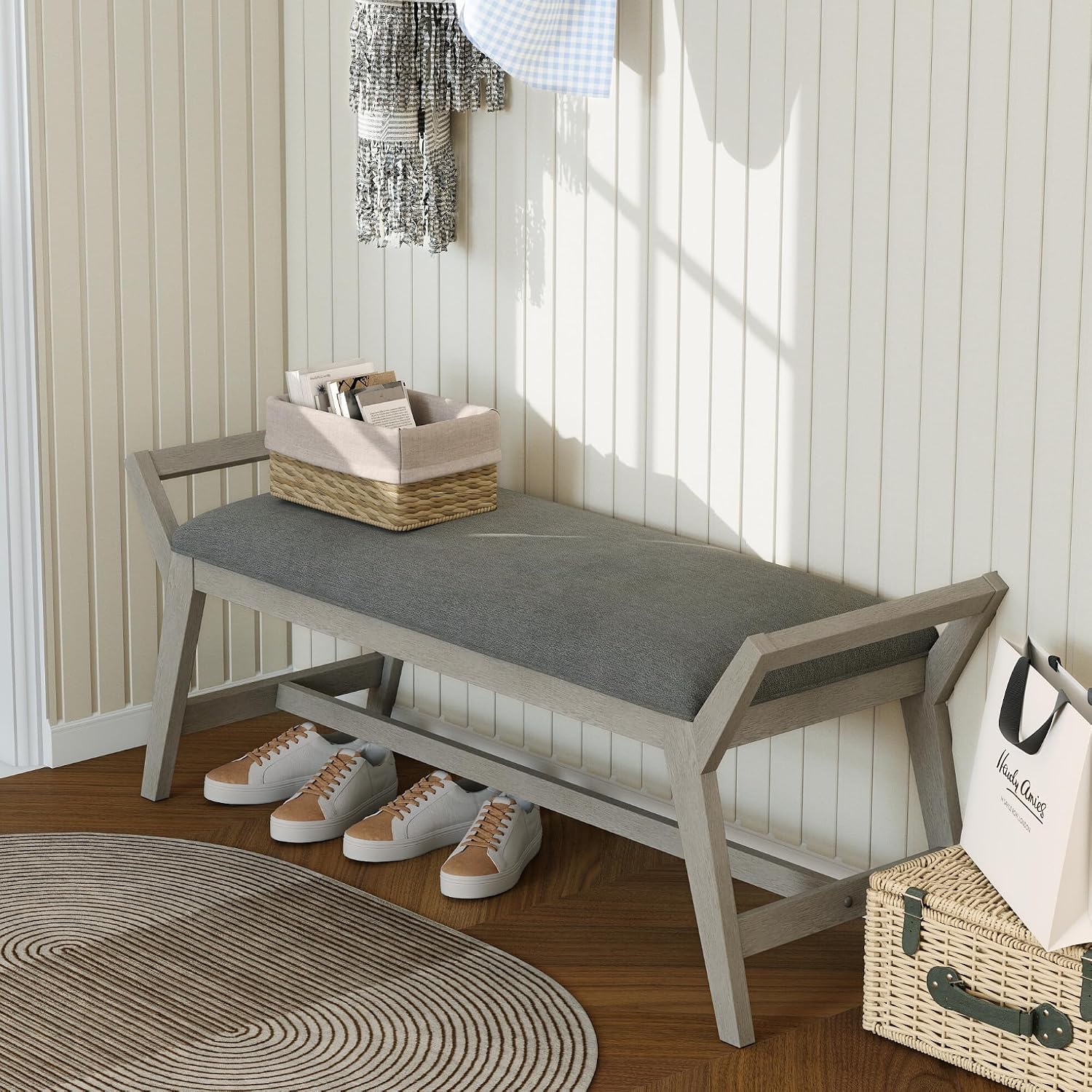 Amazon.com - DM Furniture 51" End of Bed Bench for Bedroom, Entryway ...